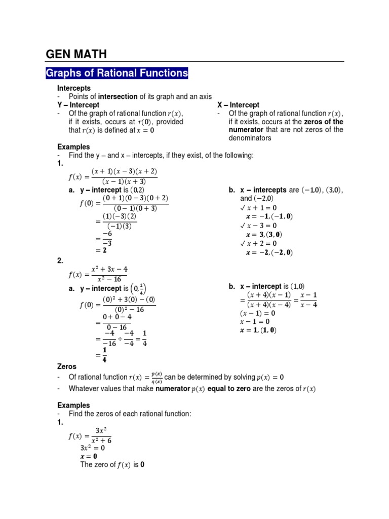Rational Functions A Comprehensive Guide To Graphing Domain Range Intercepts Asymptotes And