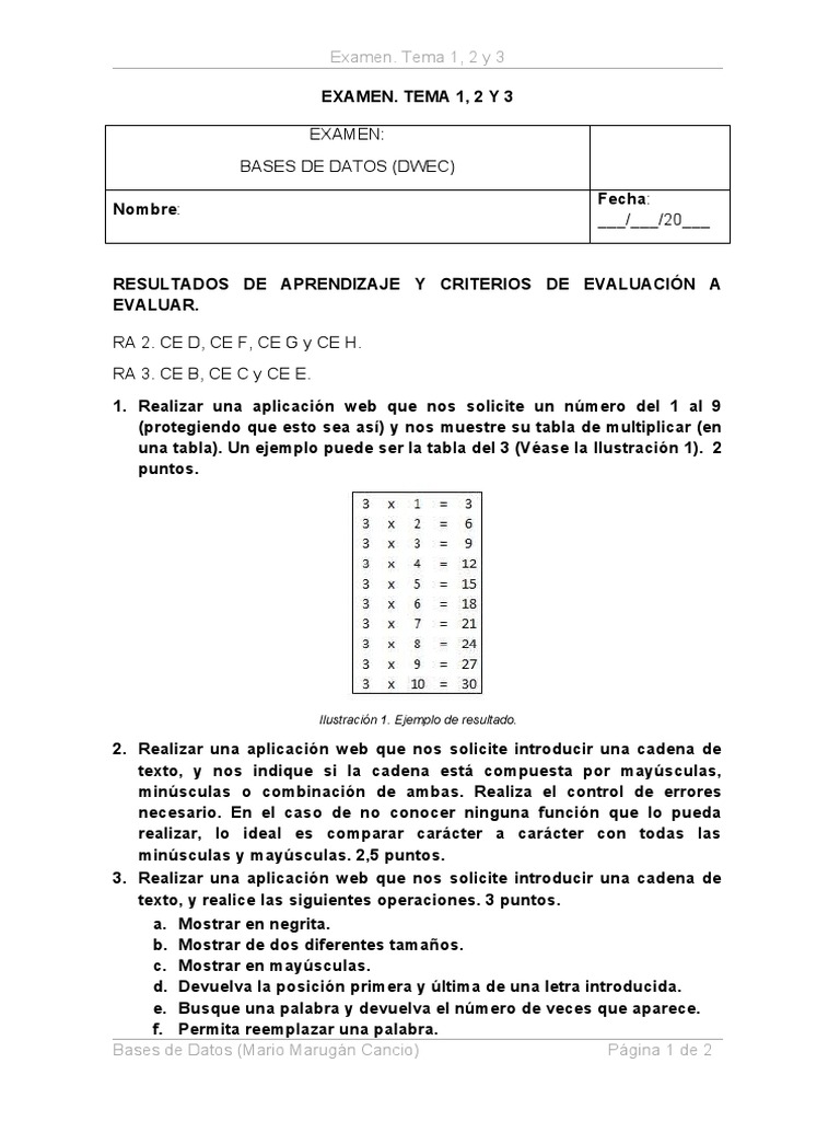 Examen 1. Tema 1, 2 y 3 | PDF