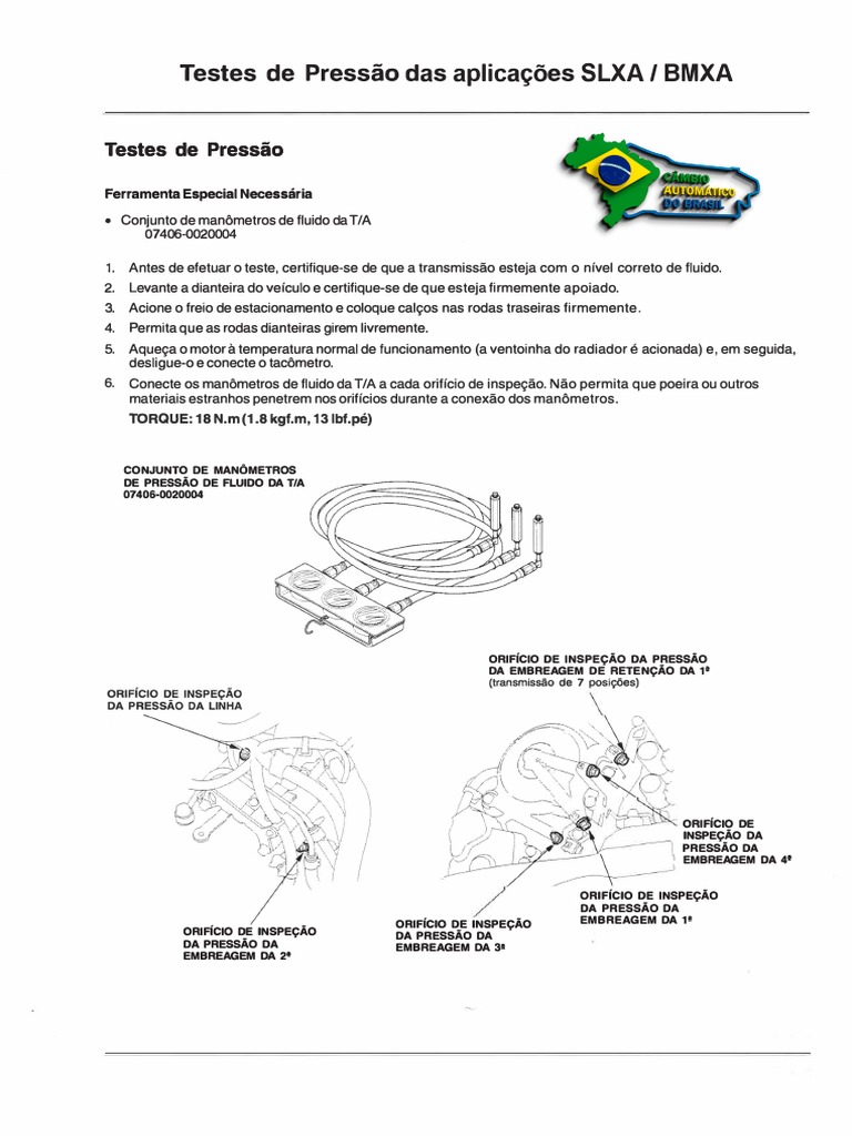 Pressao Transmissão Automática Honda - Slxa-Bmxa. | PDF | Bens ...