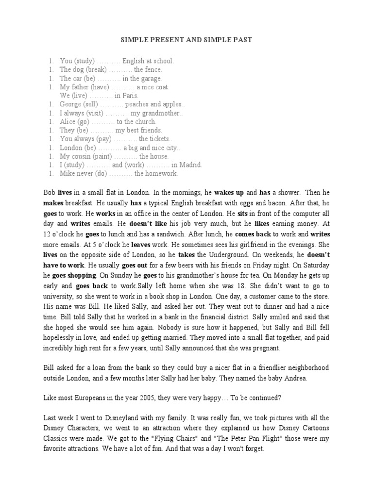 TEXTOS Presente Simple and Simple Past | PDF