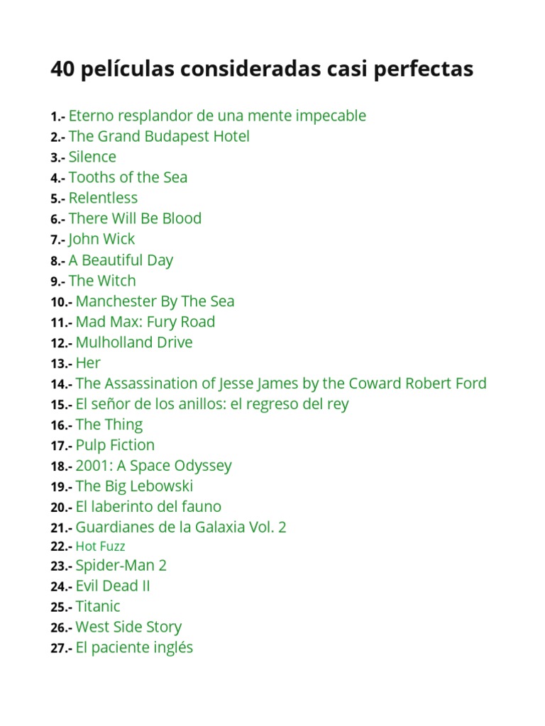 40 Películas Casi Perfectas | PDF