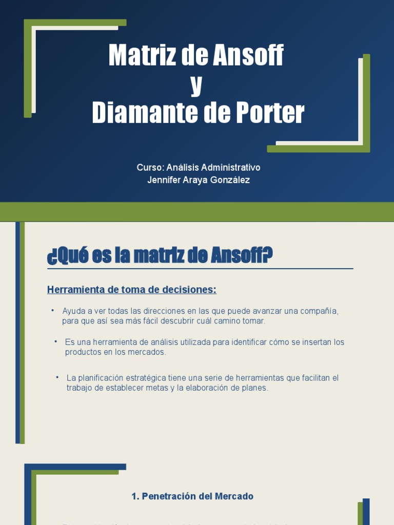 Matriz Diamante de Porter y Ansoff | PDF | Business | Planificación ...