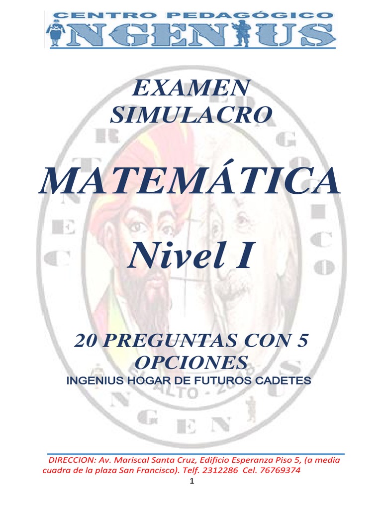 Examen Simulacro Matematica | PDF | Número racional | Conceptos matemáticos