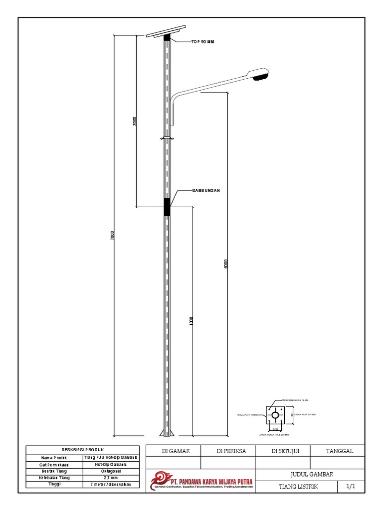 Plans Drawing Tiang Pju | PDF