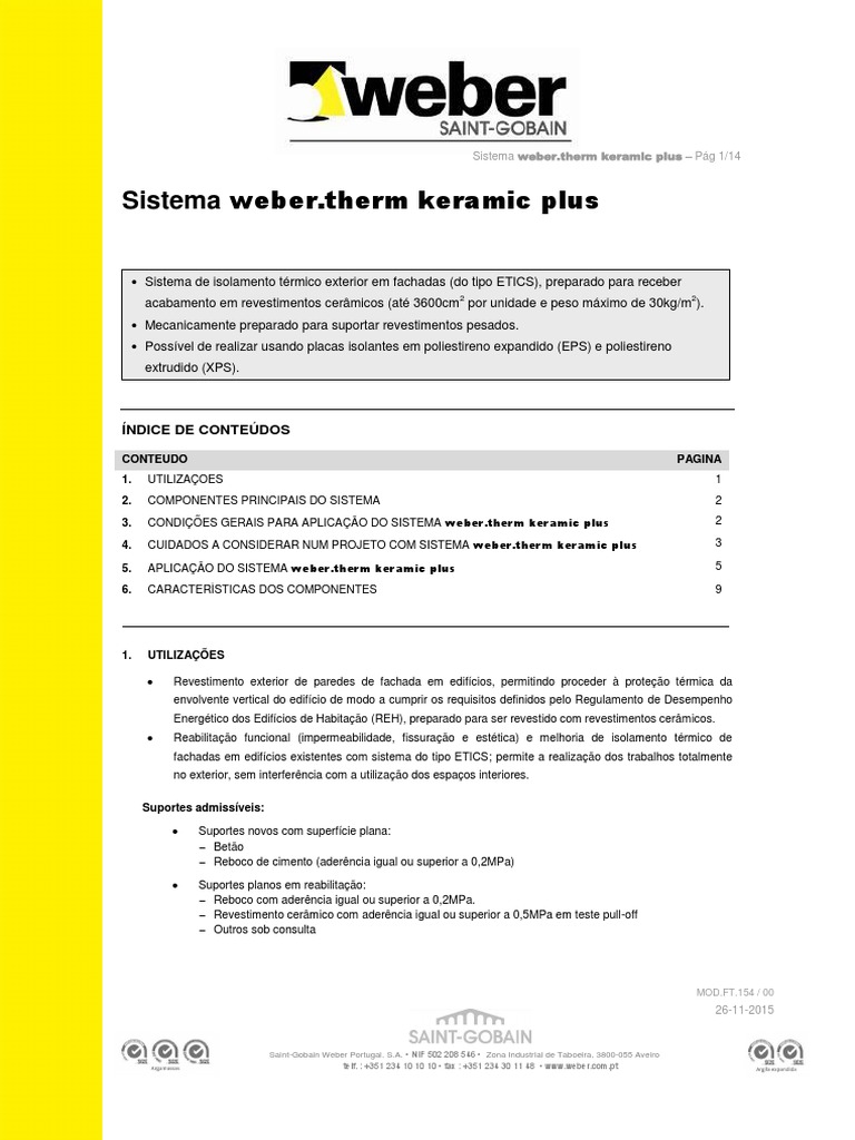 Sistema weber.therm keramic plus | PDF | Argamassa (alvenaria ...