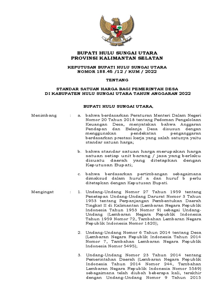SK SSH Di Desa Tahun 2022 | PDF