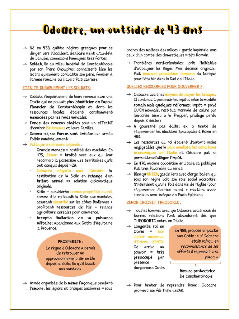 Théodoric Roi Des Goths Et Des Romains + Odoacre | PDF