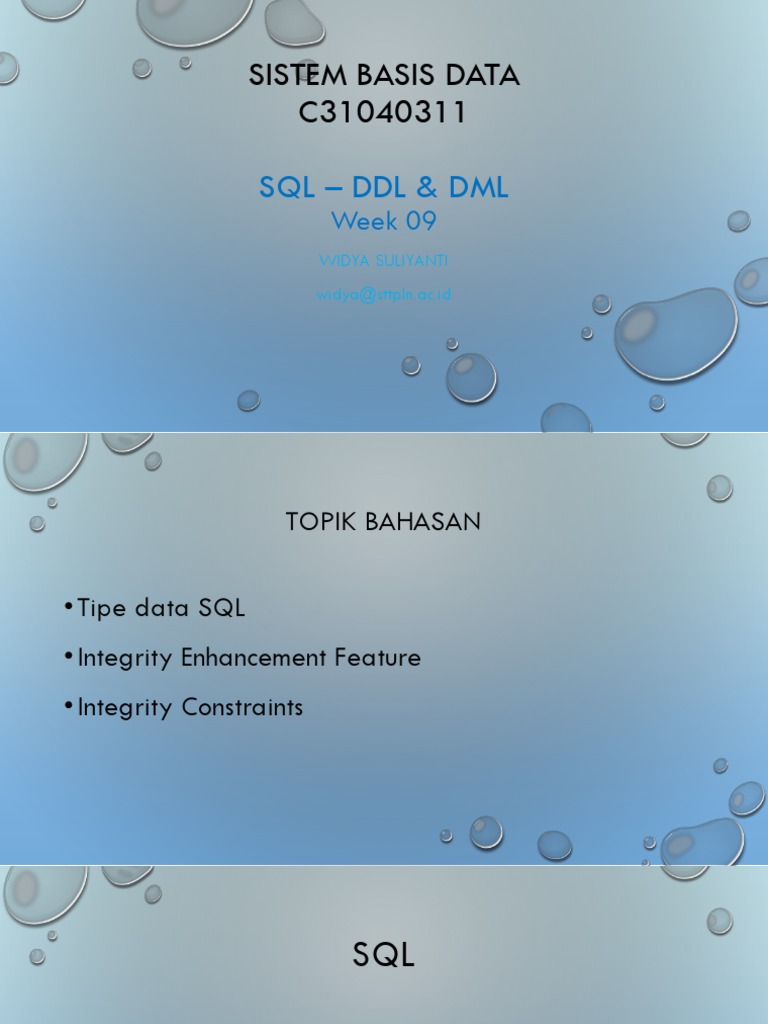 Week 9 &10 - 21 Nov 2022 SQL DDL Dan DML | PDF