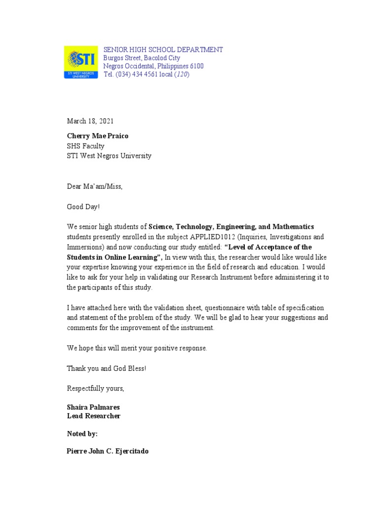 07 Letter of Validation | PDF