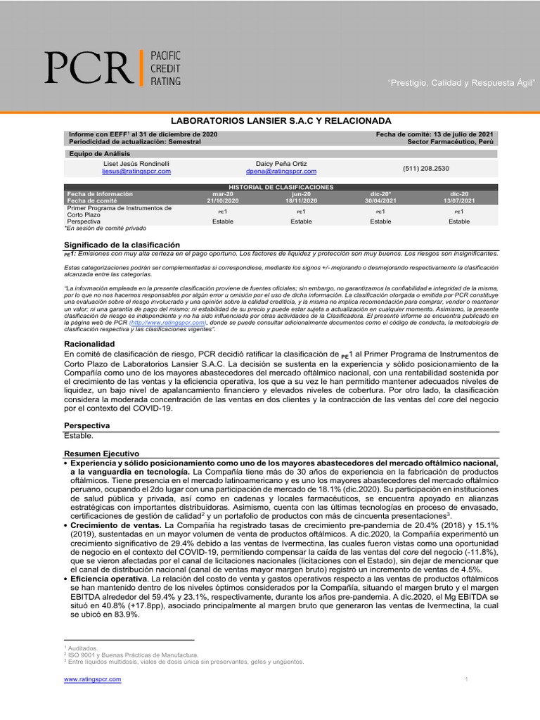 Pe Lansier Fin 202012 Icp | PDF | Perú | Farmacéutico