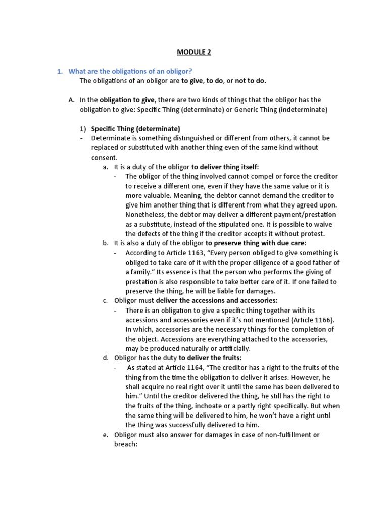 Module 2 Oblicon | PDF | Law Of Obligations | Negligence