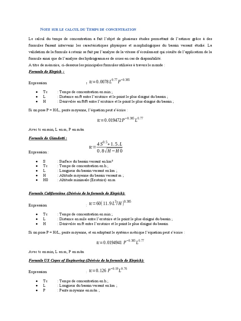 Note Calcul TC | PDF | Grandeur physique | Ingénierie civile