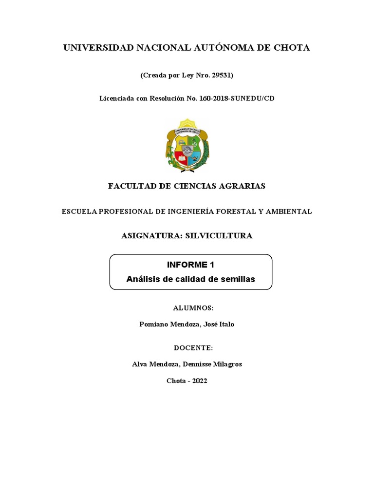Informe 1 Analisis De Semillas Pdf Plantas Semilla