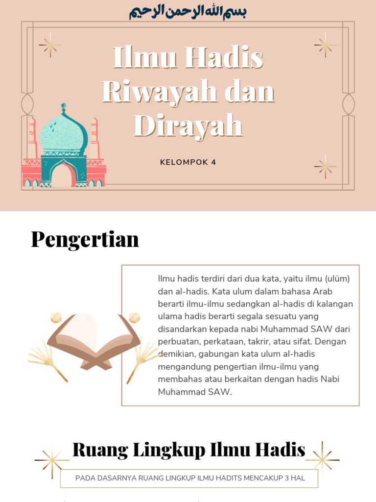 Presentasi Ilmu Hadis Riwayah Dan Dirayah | PDF