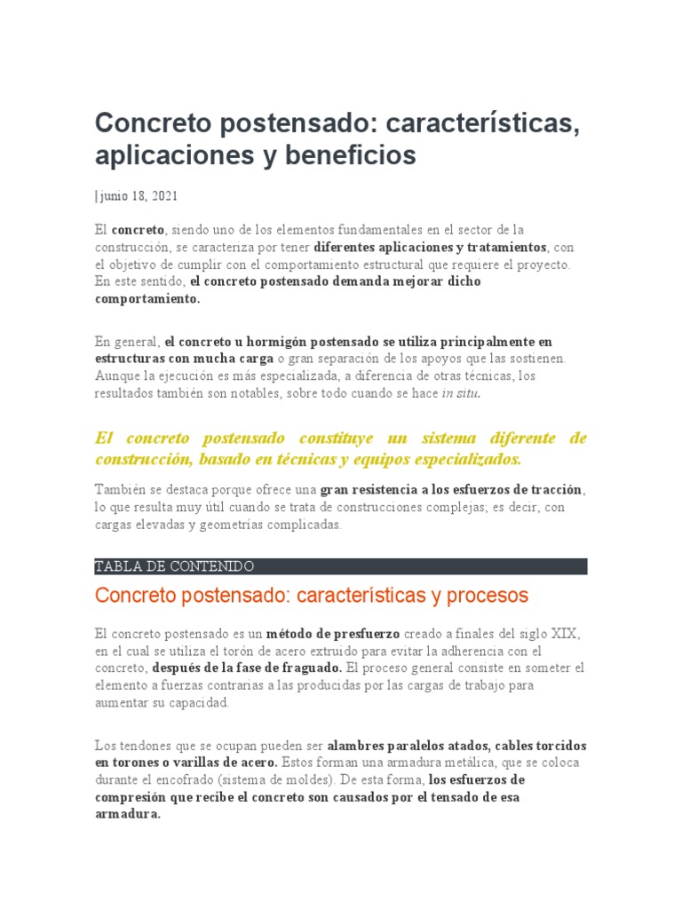 3 Concreto Postensado Pdf Hormigón Hormigón Pretensado