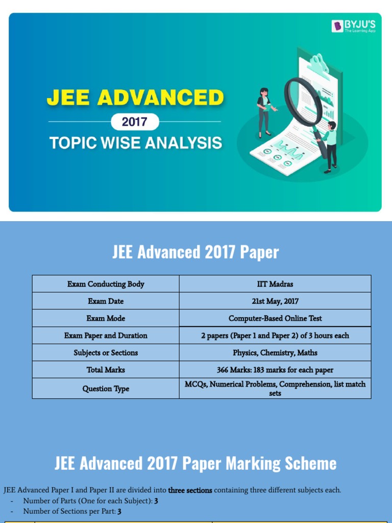 JEE Advanced 2017 Paper Analysis | PDF | Chemistry | Physical Sciences