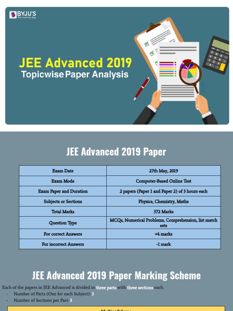 JEE Advanced 2019 Paper Analysis | PDF | Chemistry | Physics