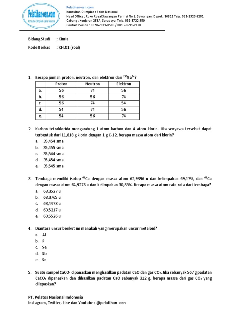 Latihan 1 KSN 9-12-2021 | PDF