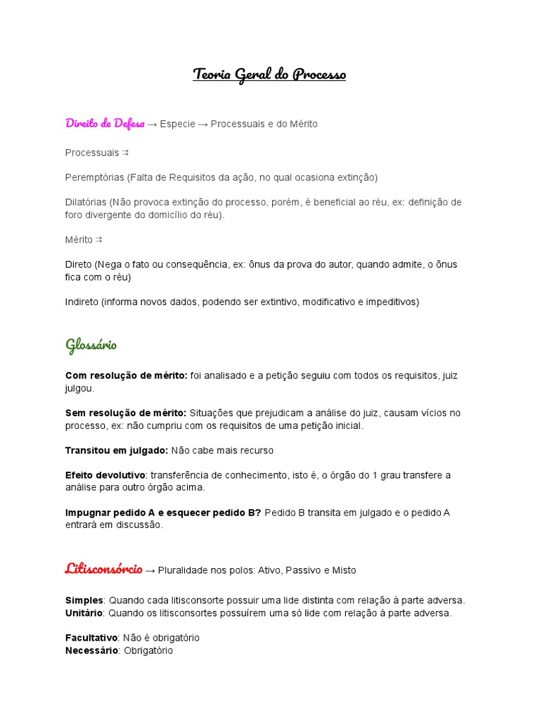 Teoria Geral Do Processo Resumo Download Grátis Pdf Judiciários