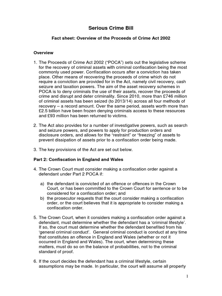 Fact Sheet - Overview of POCA 2 | PDF | Common Law | Public Law