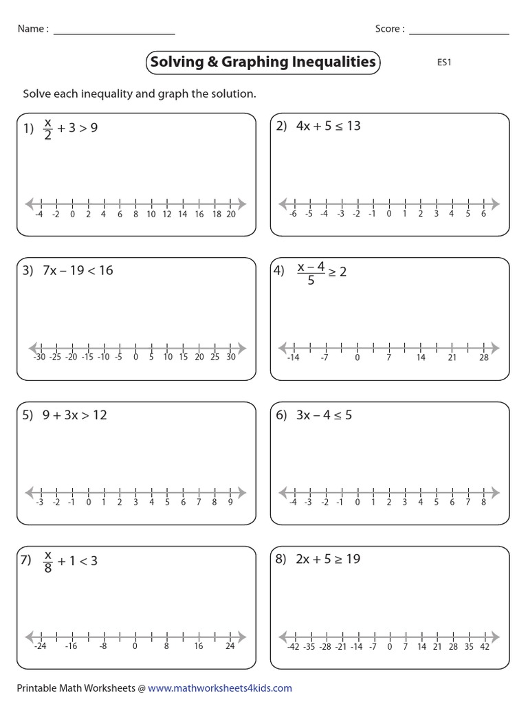 Solving & Graphing Inequalities: Solve Each Inequality and Graph The ...