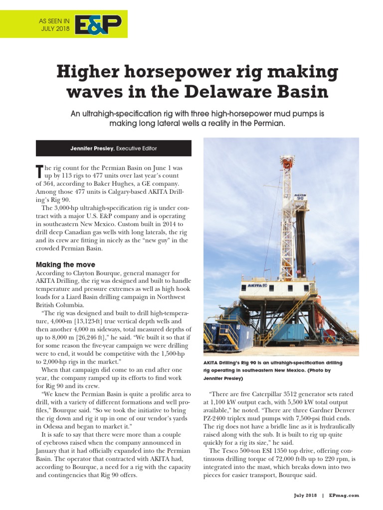EP July 2018 AKITA Drilling Article | PDF | Pump | Drilling Rig