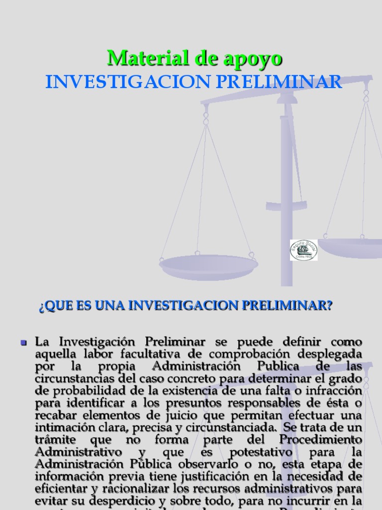 Definición y Fines de la Investigación Preliminar | PDF | Debido al ...