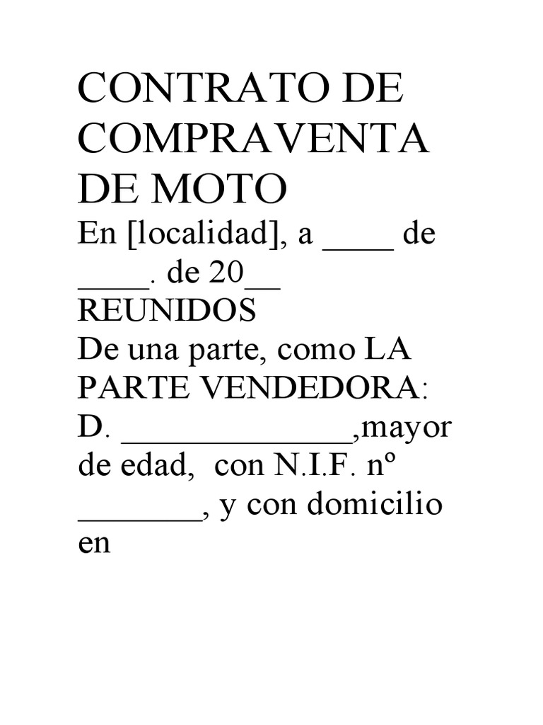 Contrato de Compraventa de Moto | PDF | Derecho civil (sistema legal) | Derecho privado