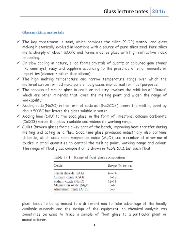 An Overview of Glassmaking Materials, Processes, and Coatings: A ...