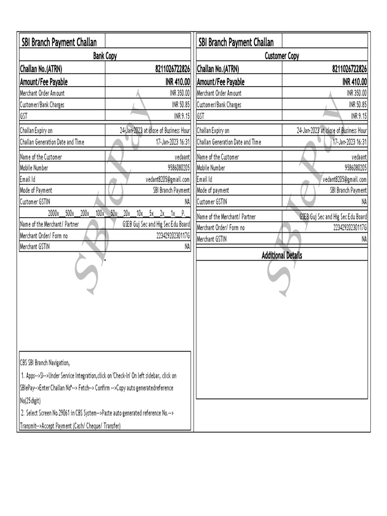 Sbiepay Sbiepay: Sbi Branch Payment Challan Sbi Branch Payment Challan ...