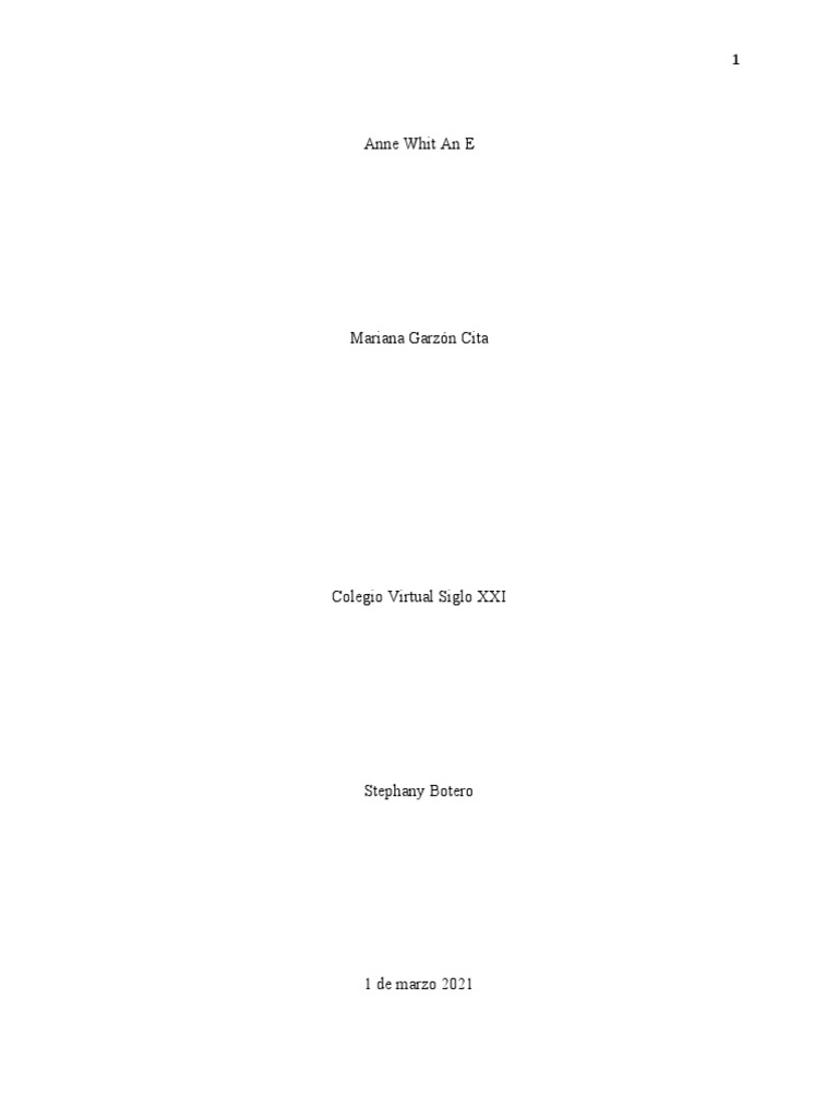 Act 3, Modulo 1, Anne Whit An E, Español | PDF | Anne Of Green Gables