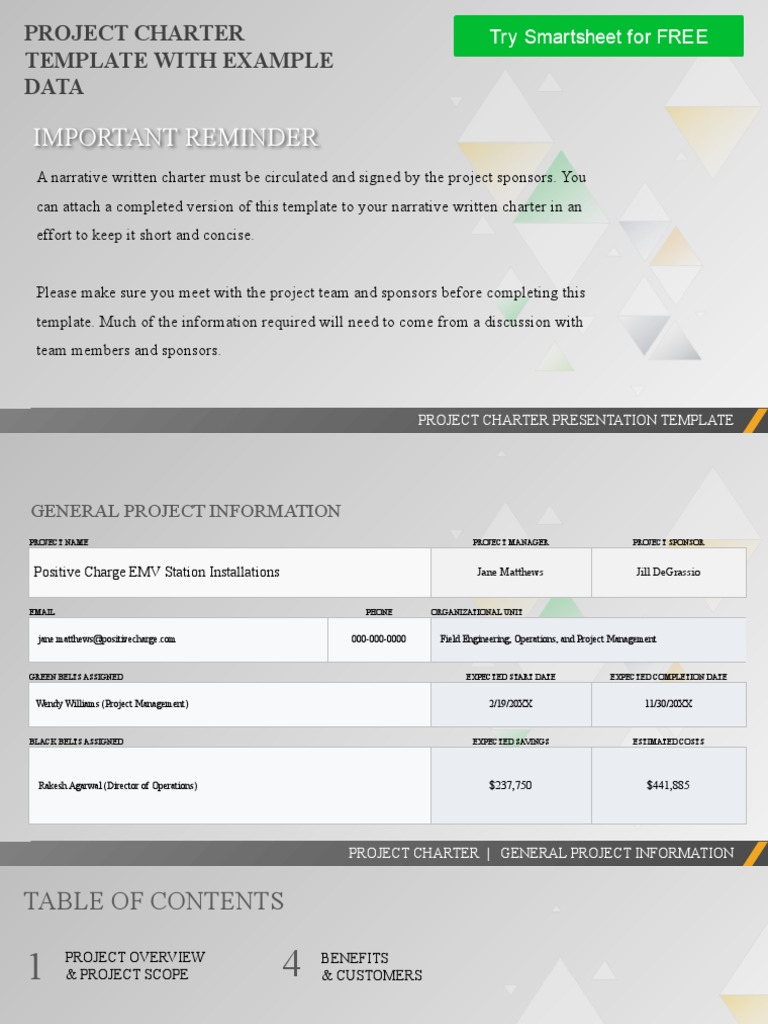 IC Project Charter With Example Data 8556 - PowerPoint | PDF | Project Management | Performance ...