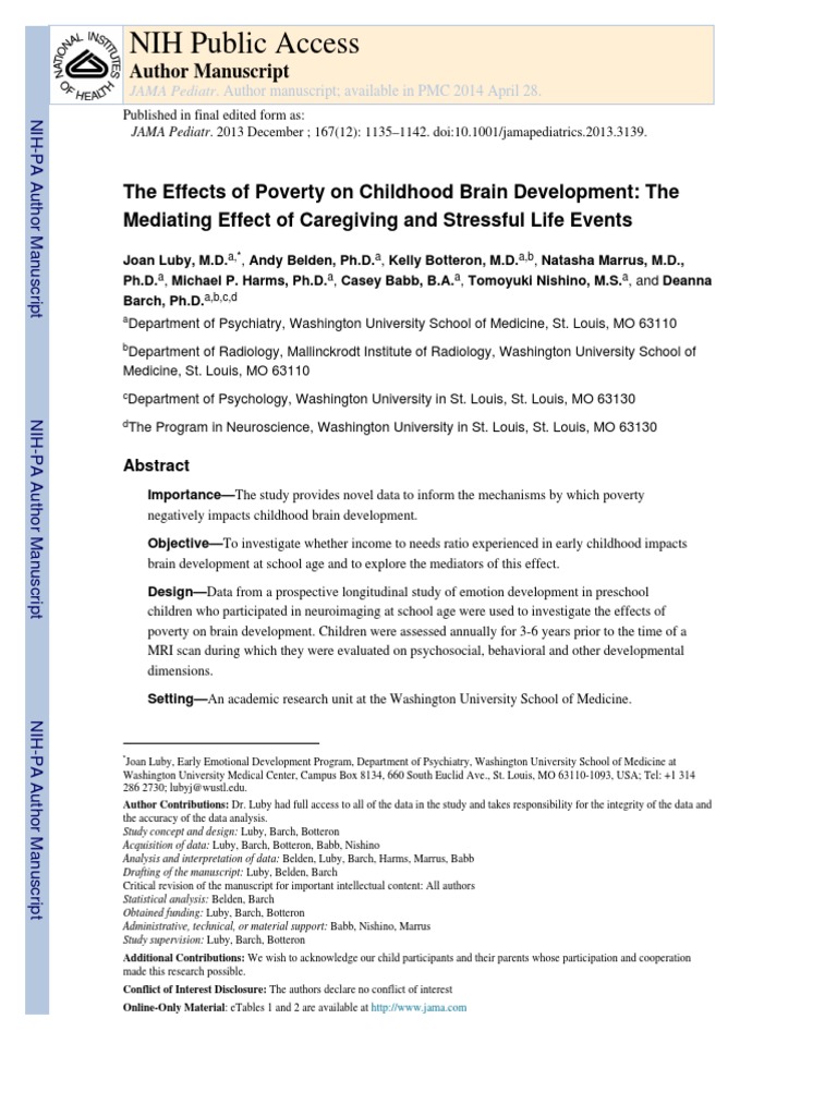 The Effects of Poverty On Childhood Brain Development - The Mediating ...