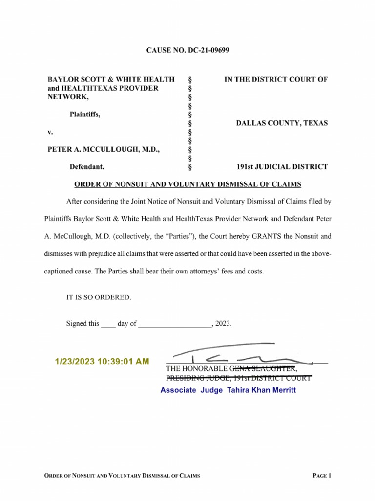 Order of Nonsuit in McCullough Case | PDF | Law Of The United States ...