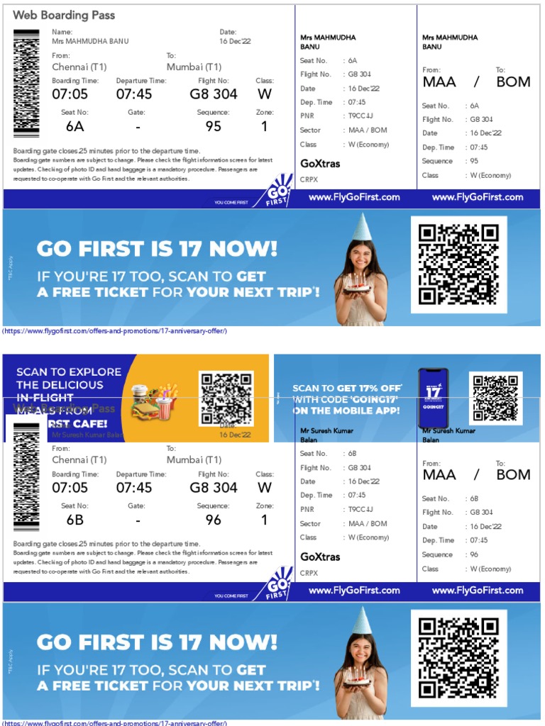 Go First - Boarding Pass FMNKA3RK29XPY | PDF | Aviation | Transport