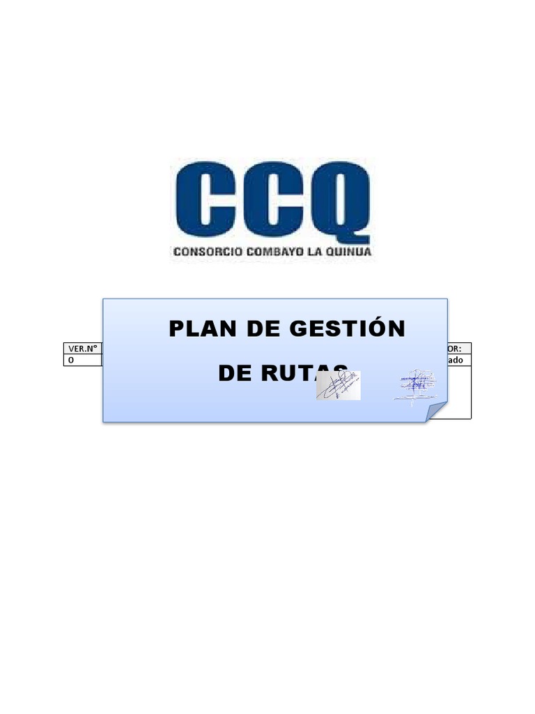 Plan de Gestion Rutas Ccyq 2022 | PDF