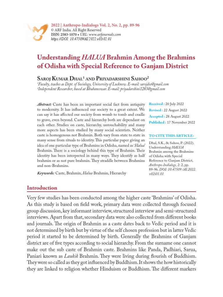 1 - Saroj Kumar Dhal | PDF | Vedas | Caste