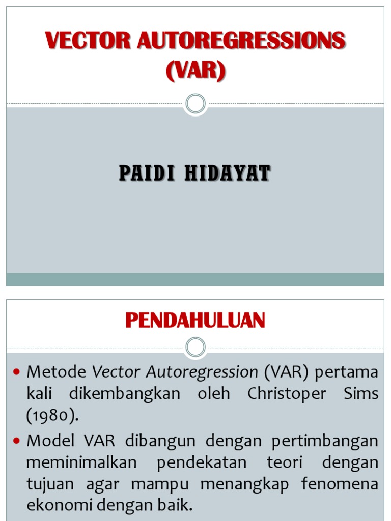 Bahan 7 8 Vector Autoregressions (VAR) Revisi | PDF | Komputer