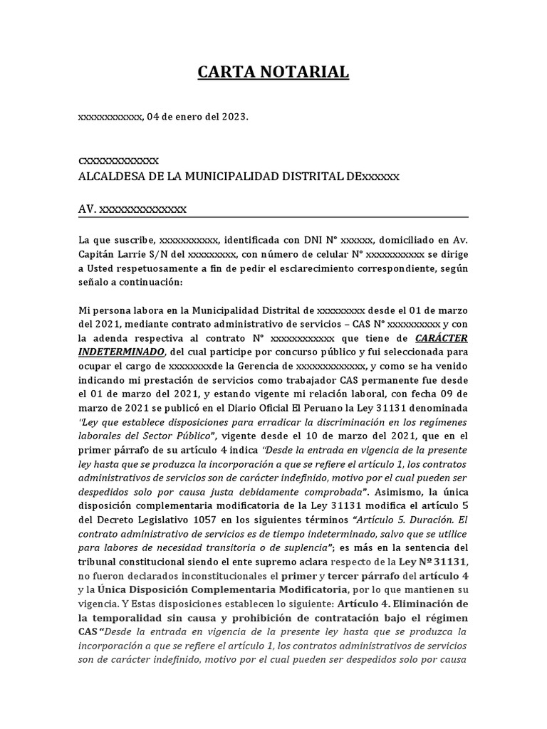 Carta Notarial | PDF | Gobierno | Justicia