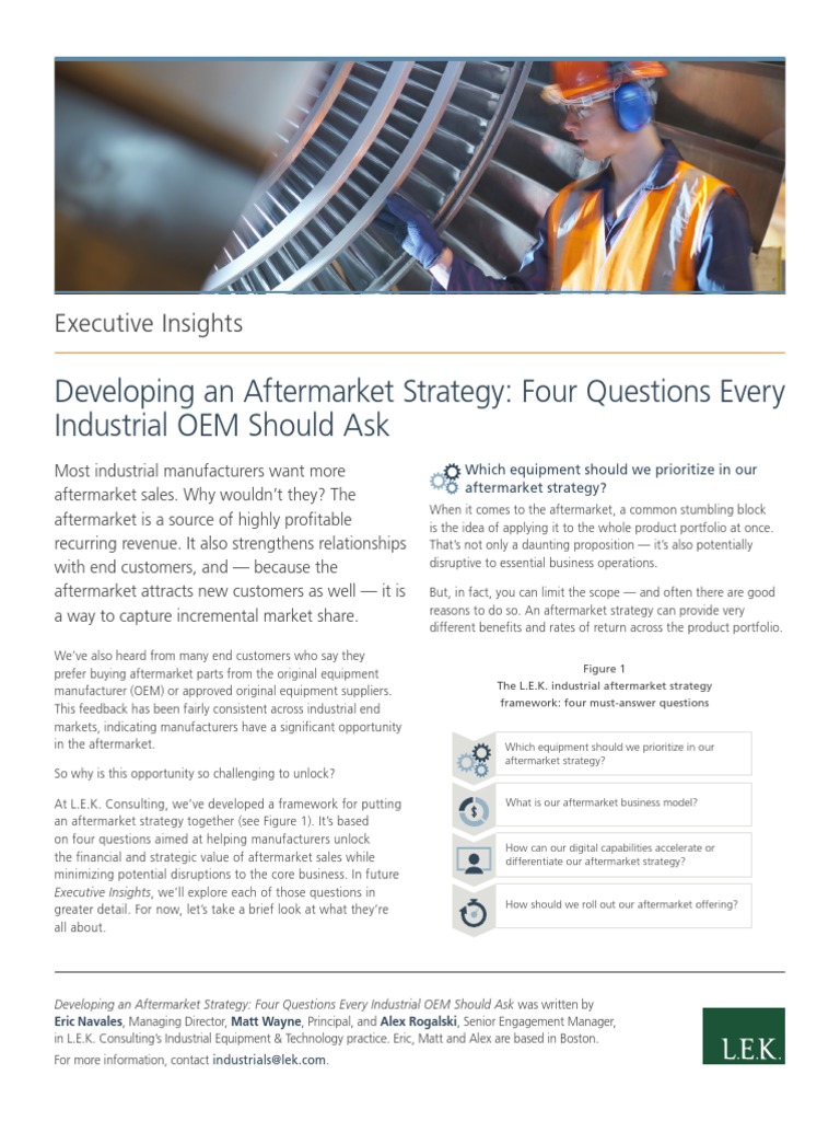 LEK - Industrial Aftermarket Strategy | PDF | Strategic Management ...