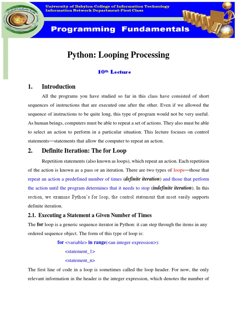 Python For Loop Fundamentals | PDF