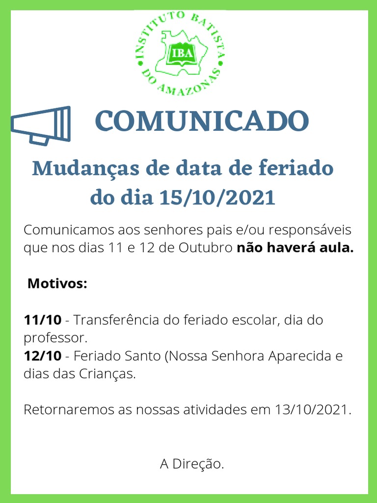 Comunicado Feriado | PDF