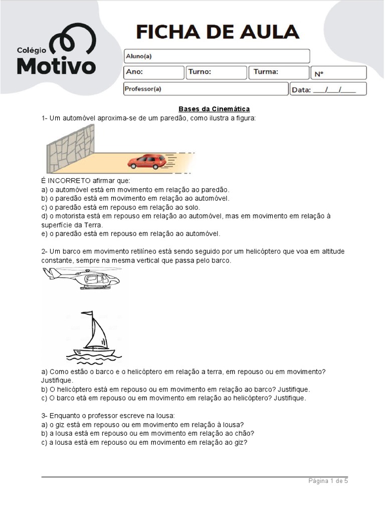 1 - Bases Da Cinemática | PDF | Distância | Cinemática