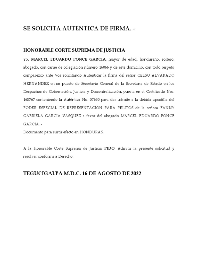 Solicitud de Autenticación de Firma | PDF | Derecho