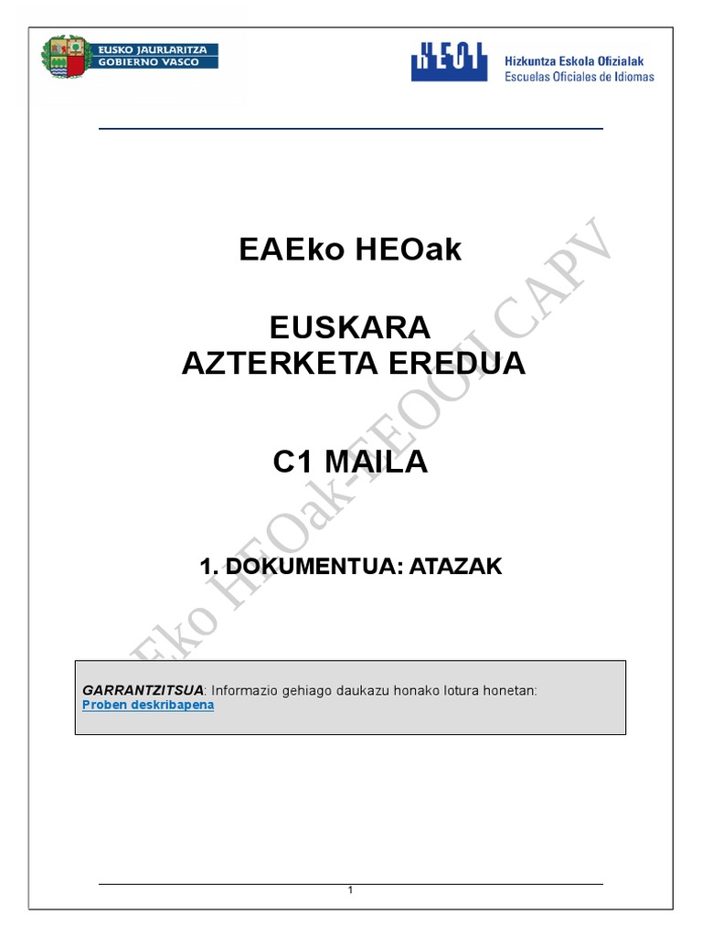 Euskara C1-Ariketak v3 Orig | PDF
