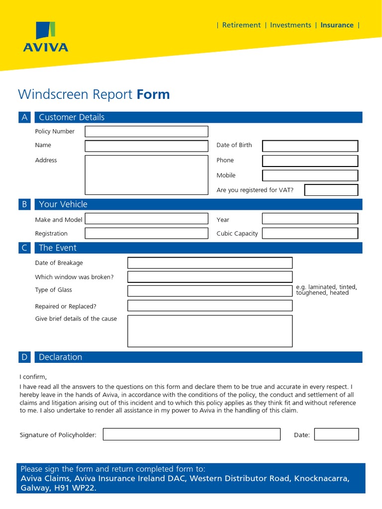 Windscreen Report Form | PDF | Insurance | Privacy