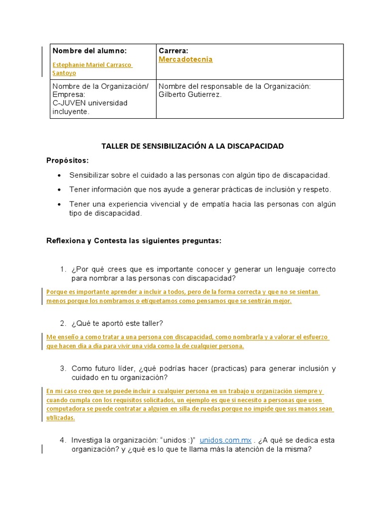 Taller Sensibilizacion A La Discapacidad 21 Octubre | PDF Taller Sensibilizacion A La Discapacidad 21 Octubre | PDF
