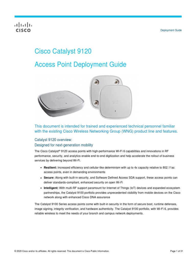 Cisco Catalyst 9120 Access Point Guide | PDF | Wi Fi | Wireless Access ...