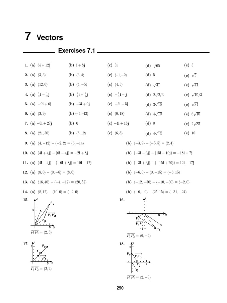 Vectors: Exercises 7.1 | PDF | Tangent | Slope