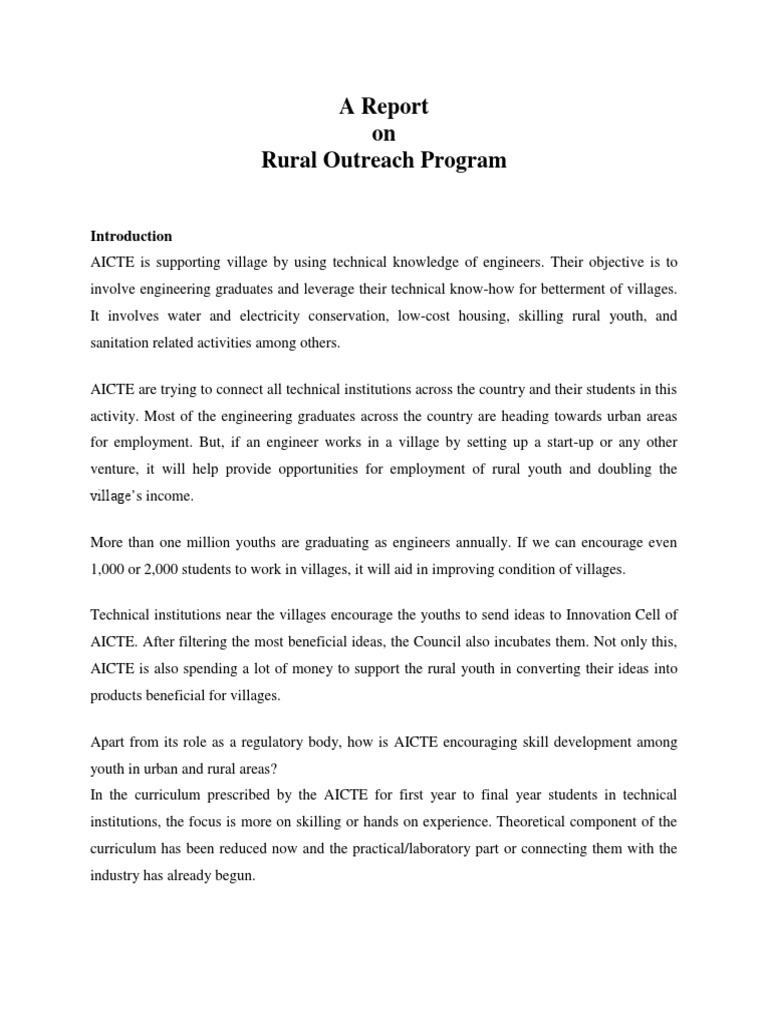 Rural Outreach Report | PDF | Agriculture | Water